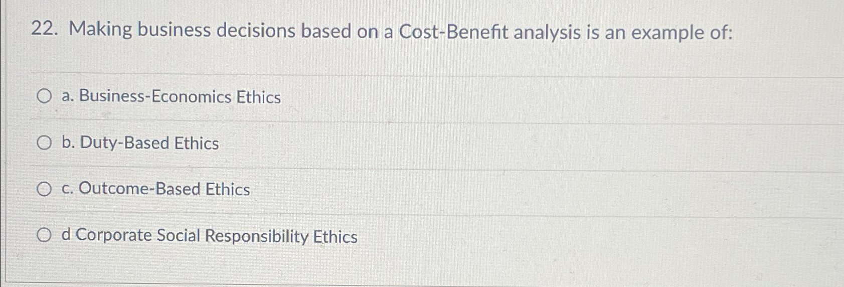 Solved Making business decisions based on a Cost-Benefit | Chegg.com