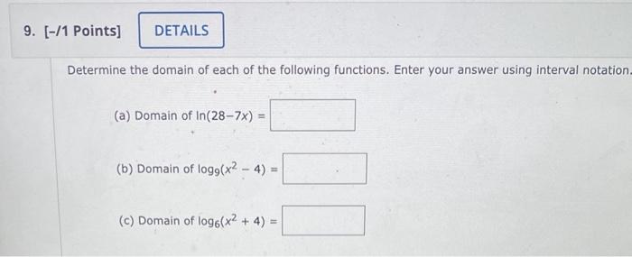 Solved Determine the domain of each of the following | Chegg.com