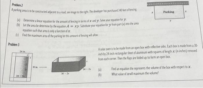 Solved Problem 2 A parking area is to be constructed | Chegg.com