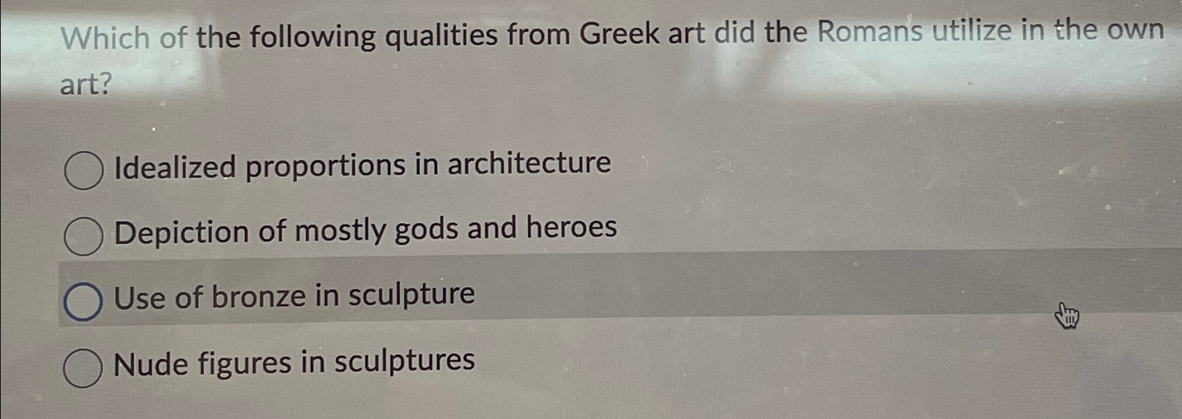 Solved Which of the following qualities from Greek art did | Chegg.com