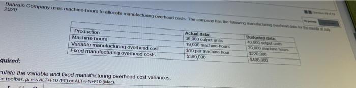 Solved Bahrain Company uses machine hours to allocate | Chegg.com