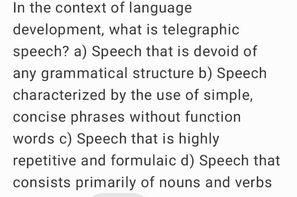 Solved Psychology: In the context of language development, | Chegg.com