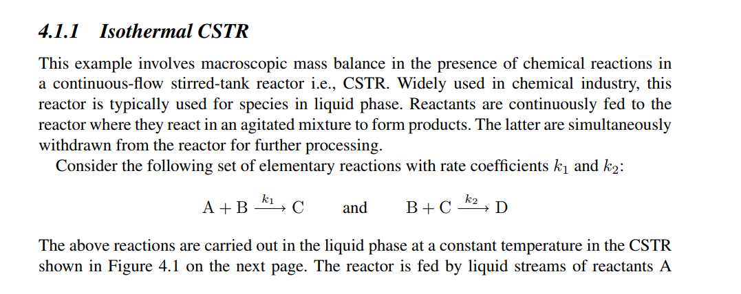 Solved 4.1 ﻿Derive the CSTR model of Section 4.1.1 ﻿without | Chegg.com