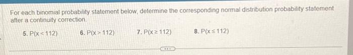 Solved For each binomial probability statement below, | Chegg.com