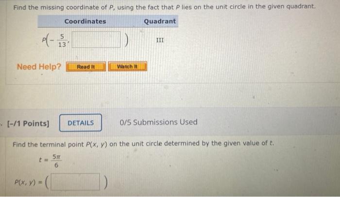 Solved Find the missing coordinate of P, using the fact that | Chegg.com