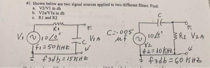 Solved \#1. Shown below are two signal sources applied to | Chegg.com