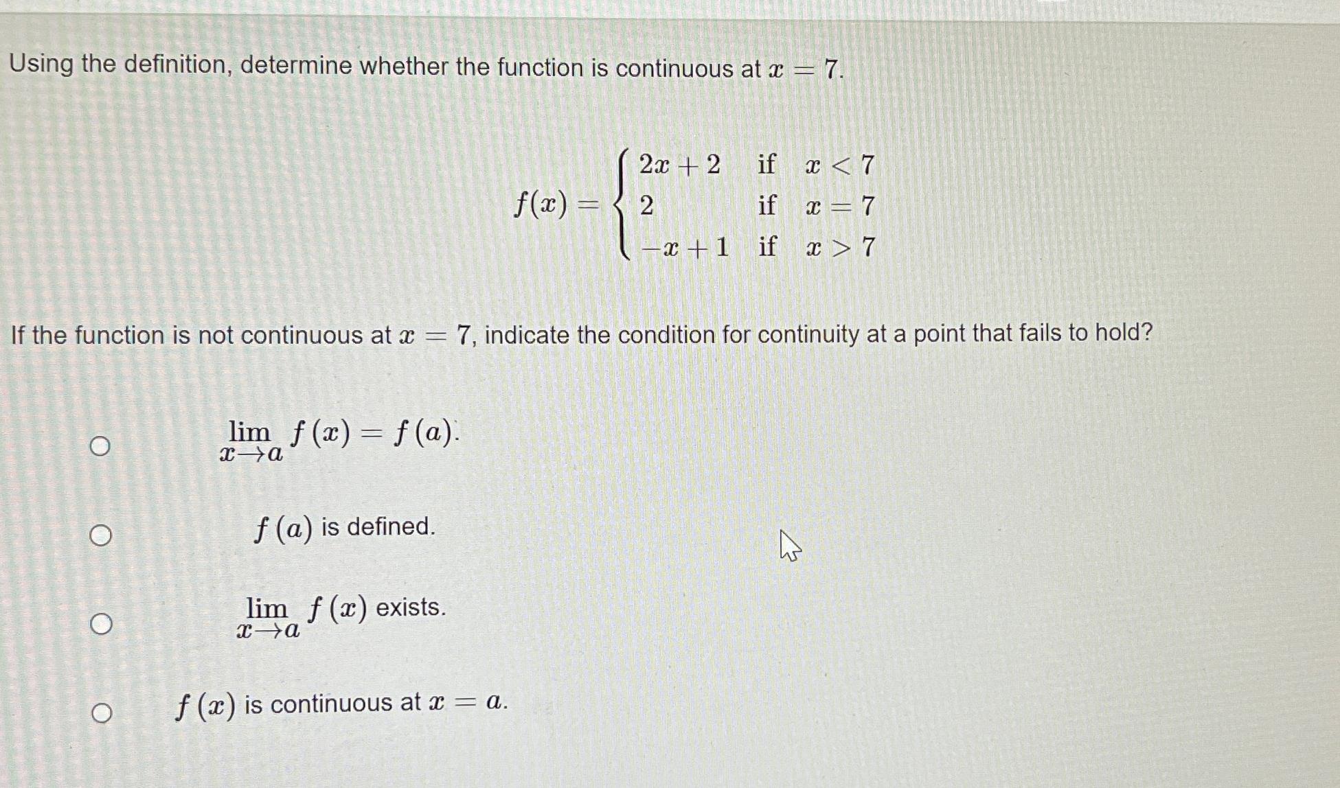 Solved Using the definition, determine whether the function | Chegg.com