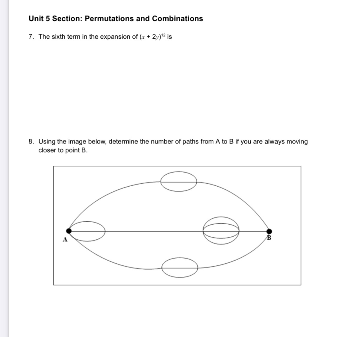 Solved Unit 5 ﻿Section: Permutations and Combinations7. ﻿The | Chegg.com
