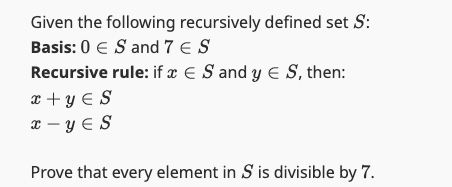 Solved Given the following recursively defined set S | Chegg.com