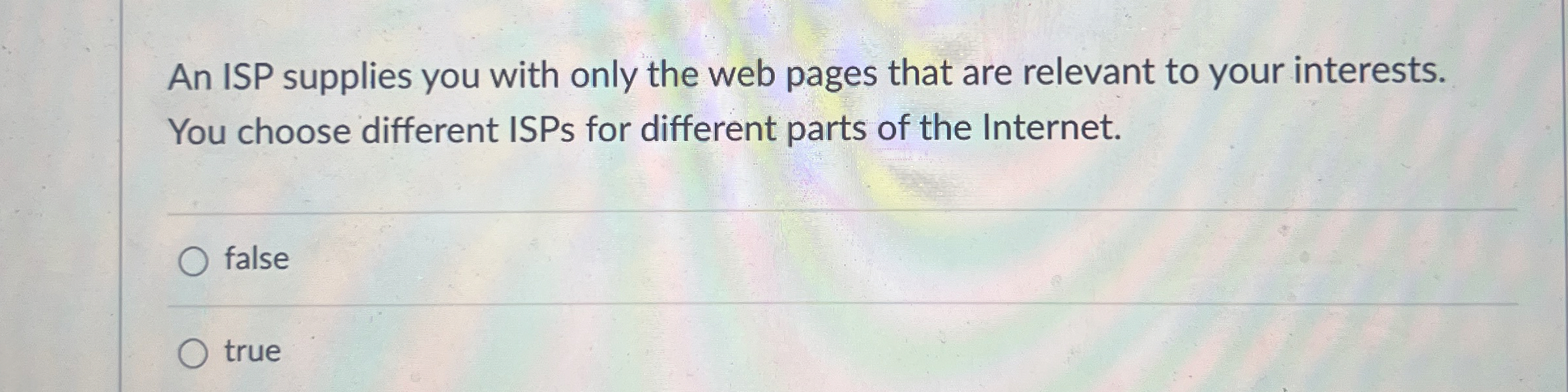 Solved An ISP supplies you with only the web pages that are | Chegg.com