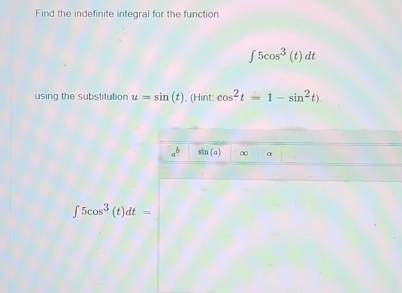 Solved Find the indefinite integral for the function | Chegg.com