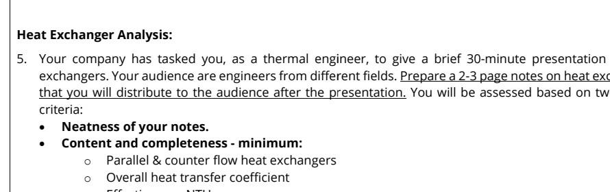 Solved Heat Exchanger Analysis: 5. Your company has tasked | Chegg.com