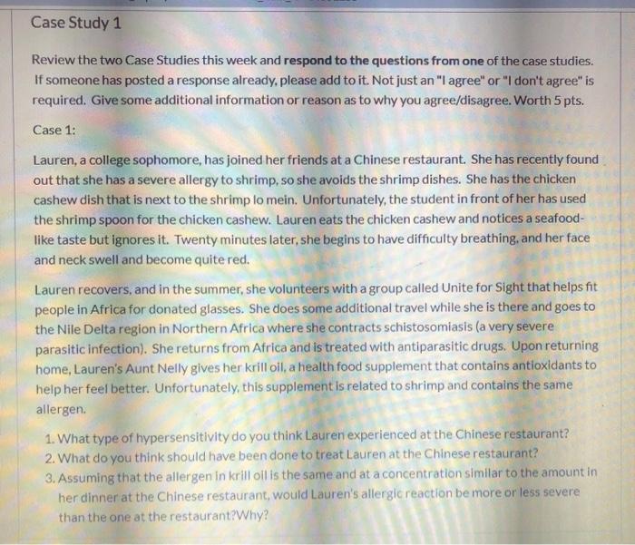 Solved Case Study 1 Review the two Case Studies this week | Chegg.com