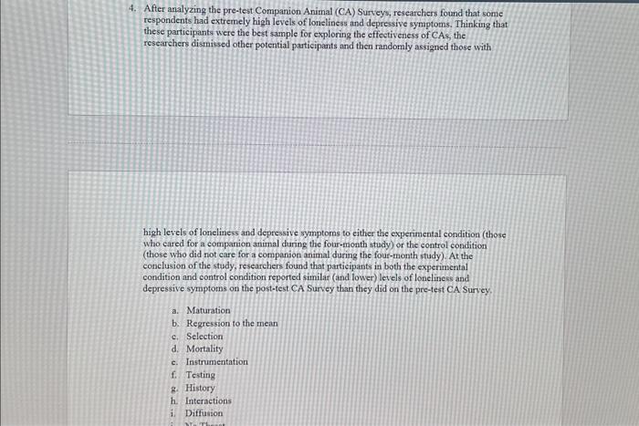 Solved PART TWO: Spot the Internal Validity Threat: Use the | Chegg.com