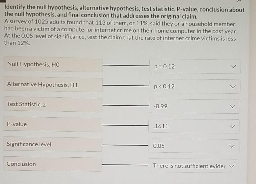 Solved Identify the null hypothesis, alternative hypothesis, | Chegg.com