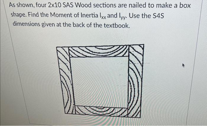 As shown, four 2×10 SAS Wood sections are nailed to | Chegg.com