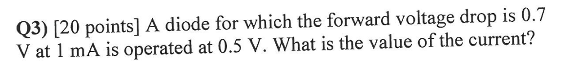 Solved Q3) [20 ﻿points] ﻿A diode for which the forward | Chegg.com