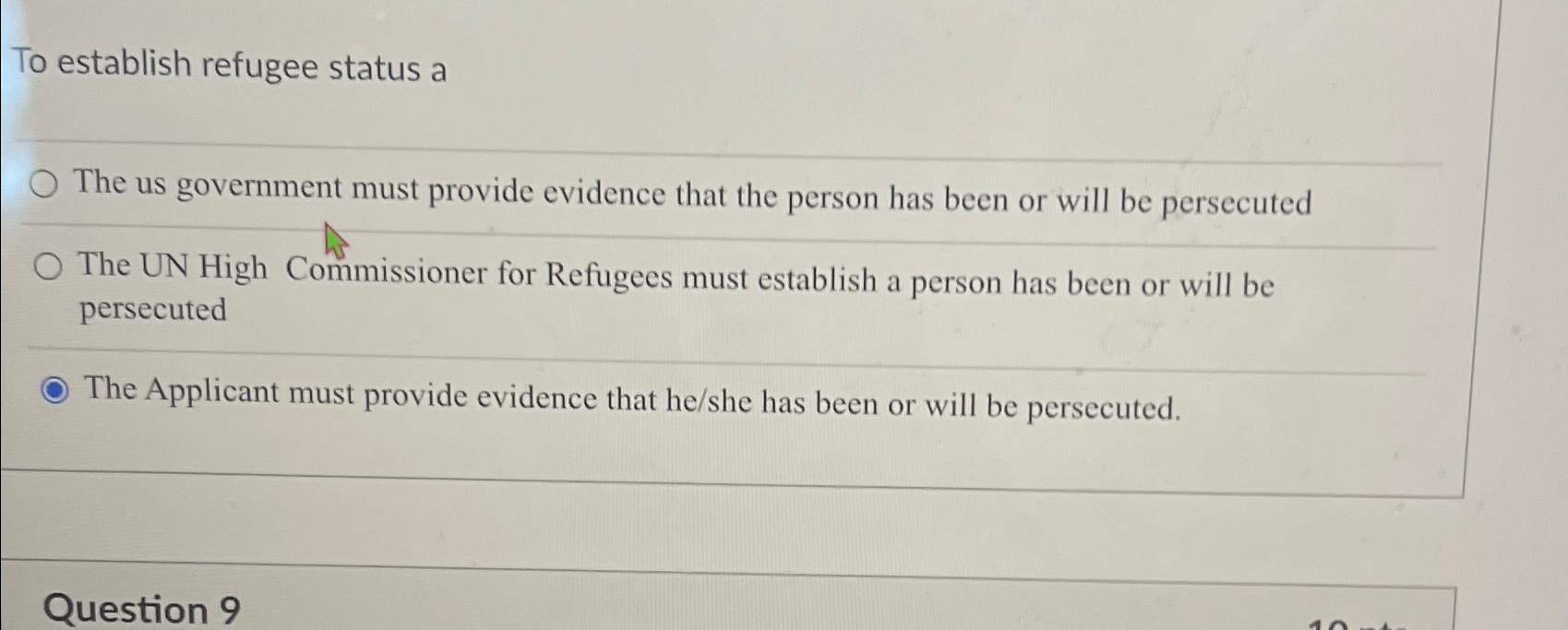 Solved To establish refugee status aThe us government must | Chegg.com