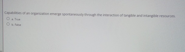 Solved Capabilities of an organization emerge spontaneously | Chegg.com