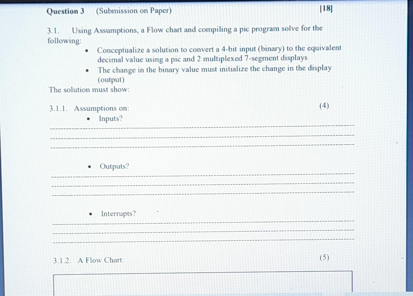 Solved Question 3 (Submission on Paper) [18] 3.1. Using | Chegg.com