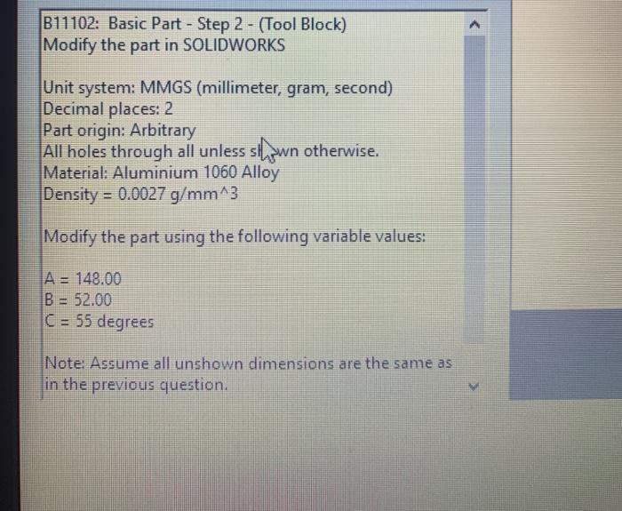 Solved B11102 Basic Part Step 2 Tool Block Modify The 
