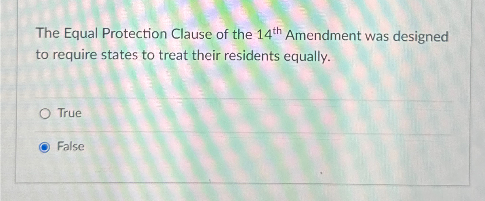 Solved The Equal Protection Clause of the 14th ﻿Amendment | Chegg.com