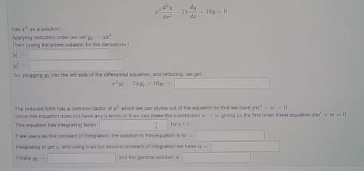 Solved x2d2ydz2-7xdydz+16y-0139x4 ﻿as a solution:Applying | Chegg.com