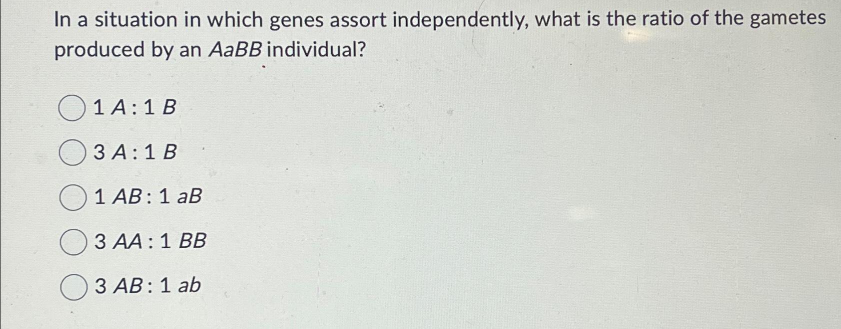 Solved In a situation in which genes assort independently, | Chegg.com