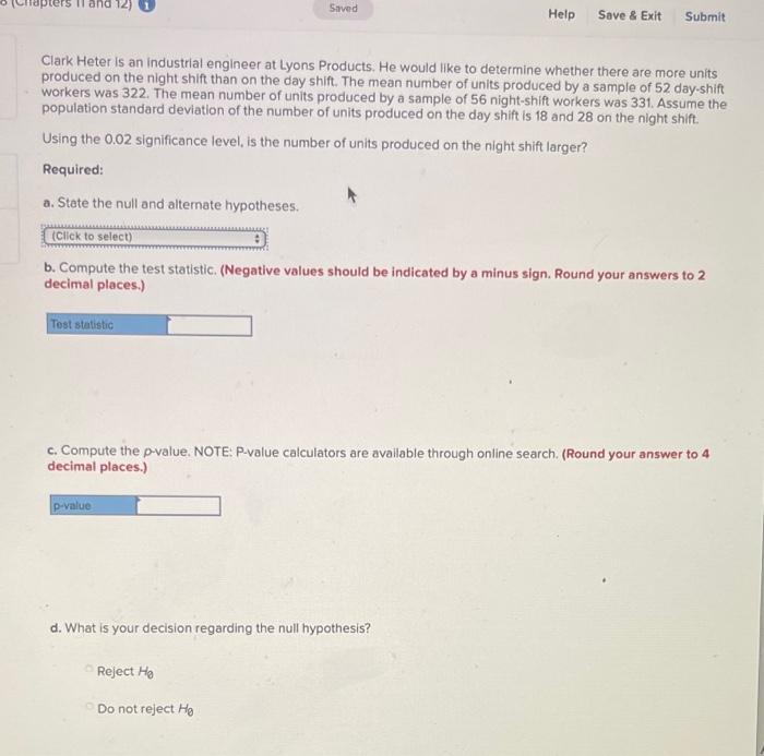 Solved pters Saved Help Save & Exit Submit Clark Heter is an | Chegg.com