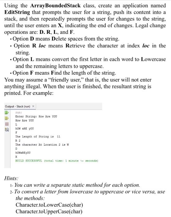 Solved Using the ArrayBoundedStack class, create an | Chegg.com