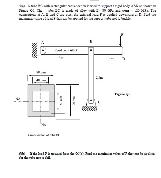 Solved 5(a) A tube BC with rectangular cross-section is used | Chegg.com
