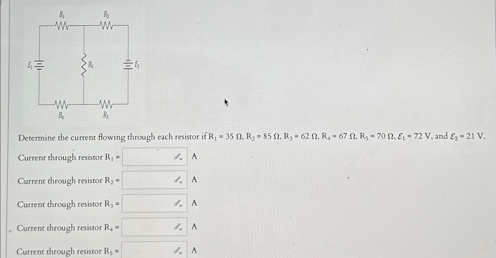 Solved Determine The Current Flowing Through Each Resistor