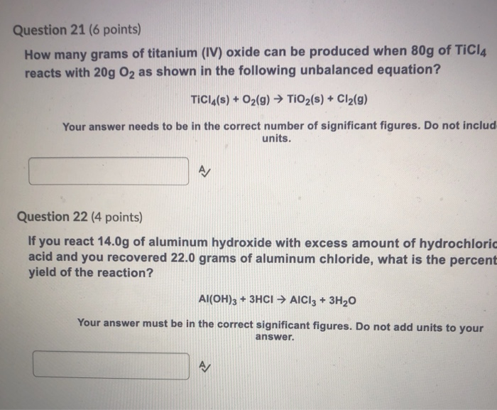 Solved Question 21 (6 points) How many grams of titanium | Chegg.com