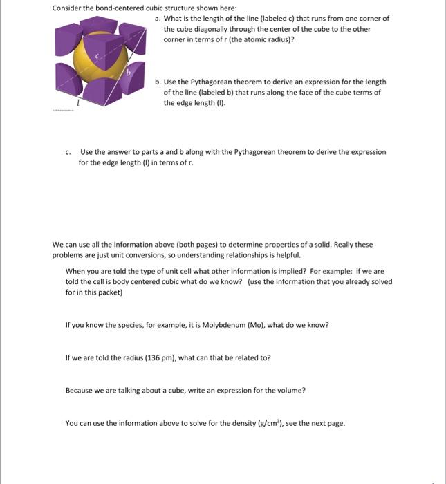 Solved Consider the bond-centered cubic structure shown | Chegg.com