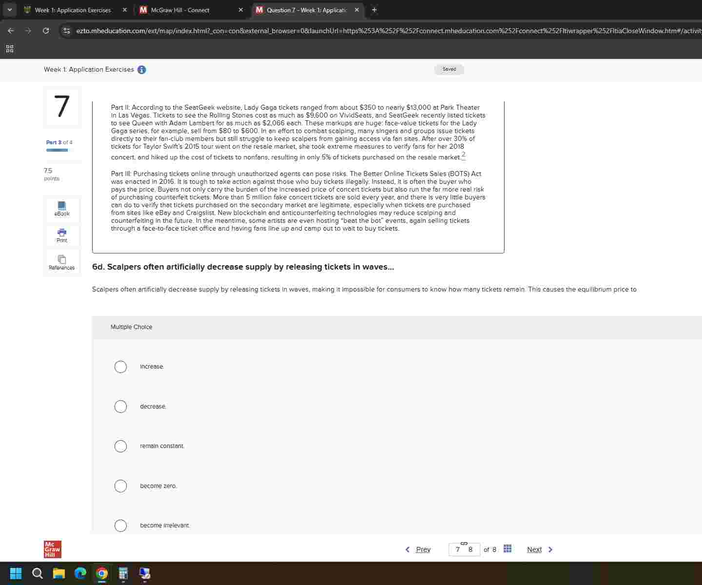 Solved Part II: According to the SeatGeek website, Lady Gaga | Chegg.com