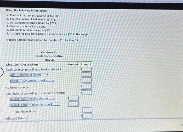 Solved Using the following information: a. The bank | Chegg.com