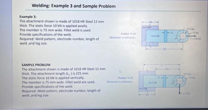 Solved Welding: Example 3 and Sample Problem Example 3: The | Chegg.com