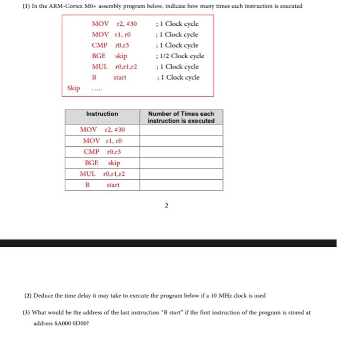 Solved 1 In The Arm Cortex Mo Assembly Program Below