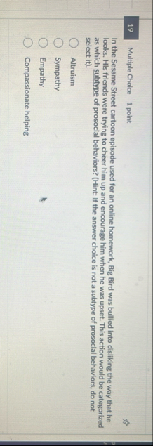 Solved 19Multiple Choice1 ﻿pointIn the Sesame Street cartoon | Chegg.com