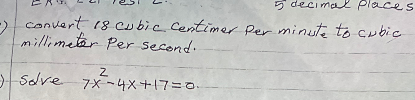 Solved convert 18 ﻿cubic certimer per minute to cubic | Chegg.com