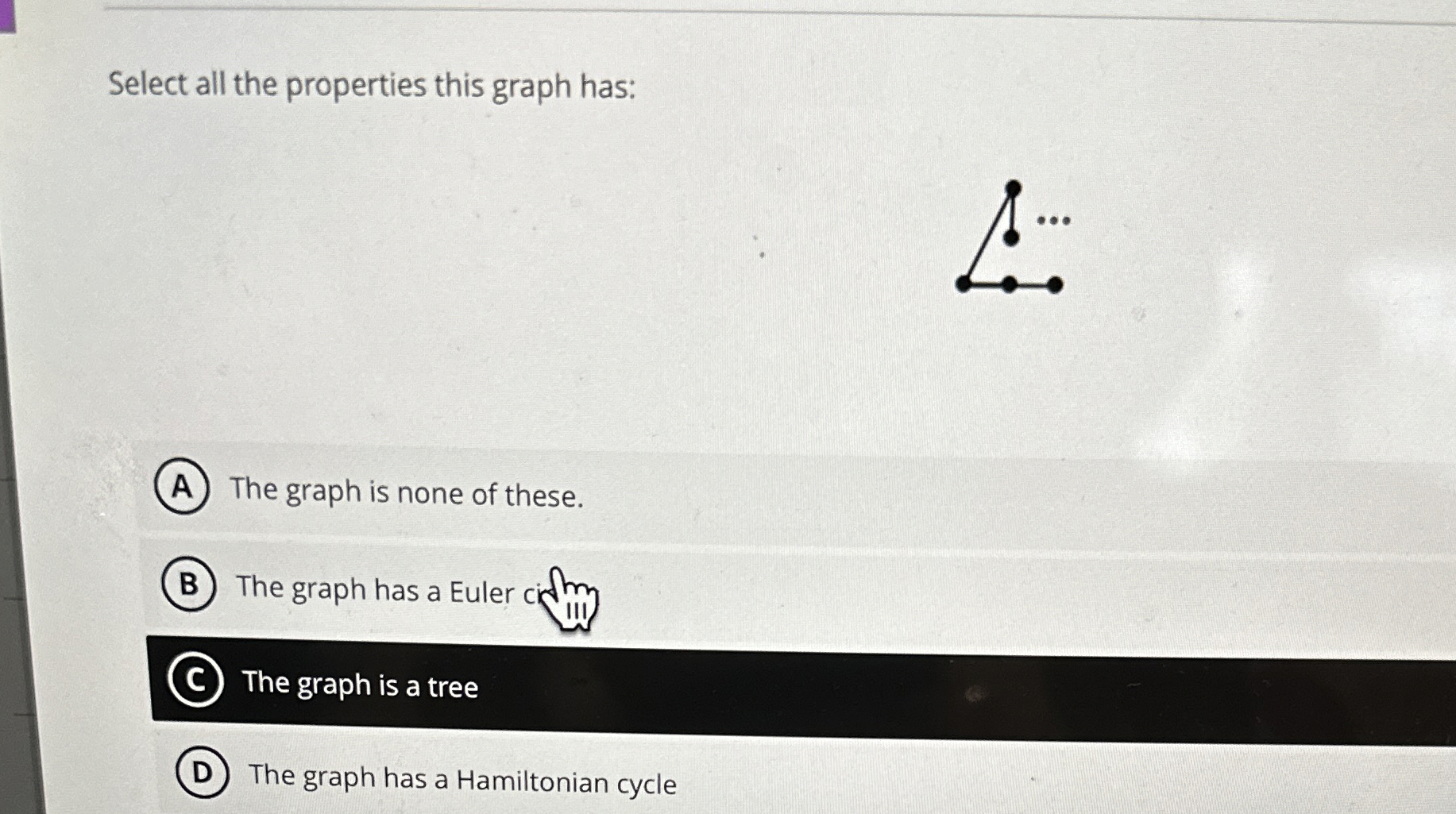 Solved Select all the properties this graph has:The graph is | Chegg.com
