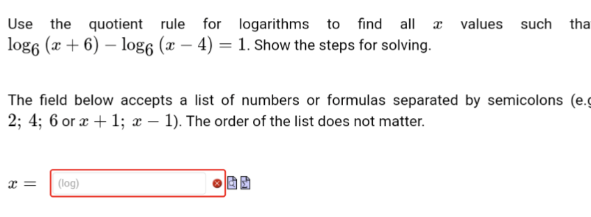 Solved Use the quotient rule for logarithms to find all x | Chegg.com
