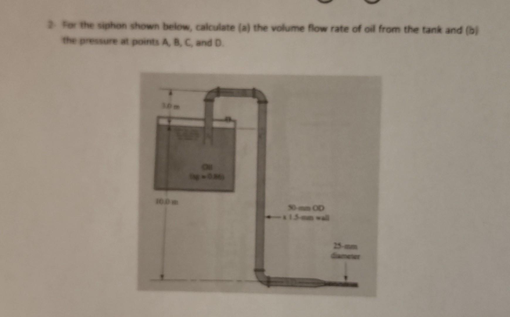 Solved 2. For the siphon shown below, calculate (a) the | Chegg.com
