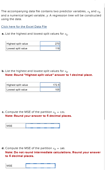 Solved The accompanying data file contains two predictor | Chegg.com