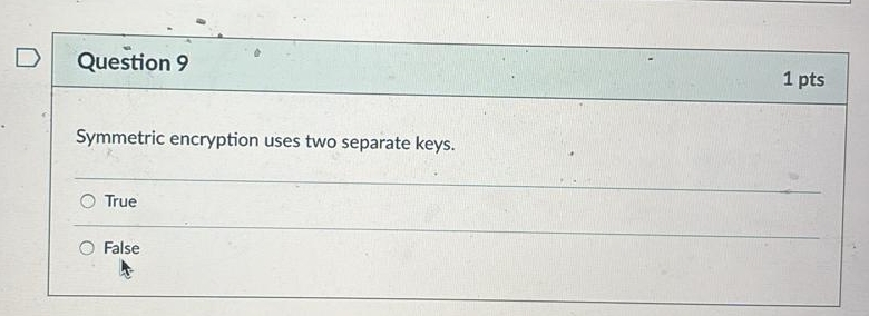 Solved Question 91ptsSymmetric encryption uses two separate | Chegg.com