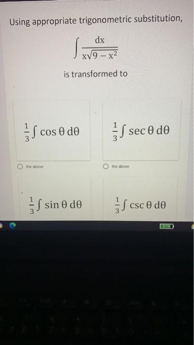 Solved Using appropriate trigonometric substitution, Sard dx | Chegg.com