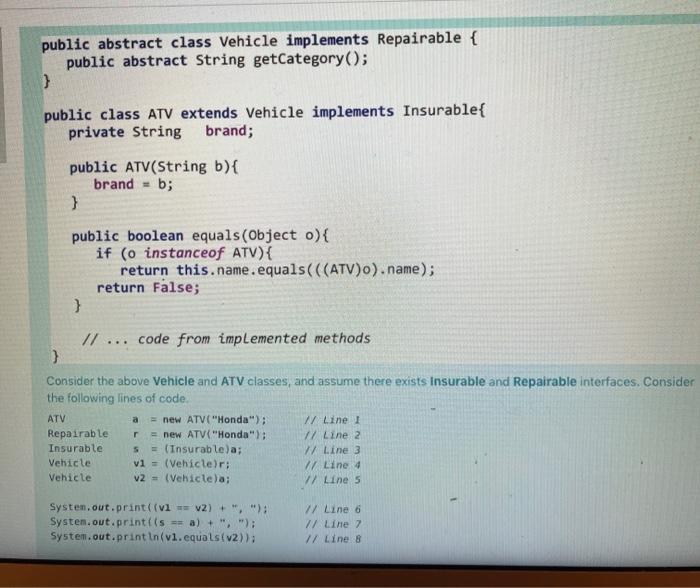 Solved public abstract class Vehicle implements Repairable { | Chegg.com