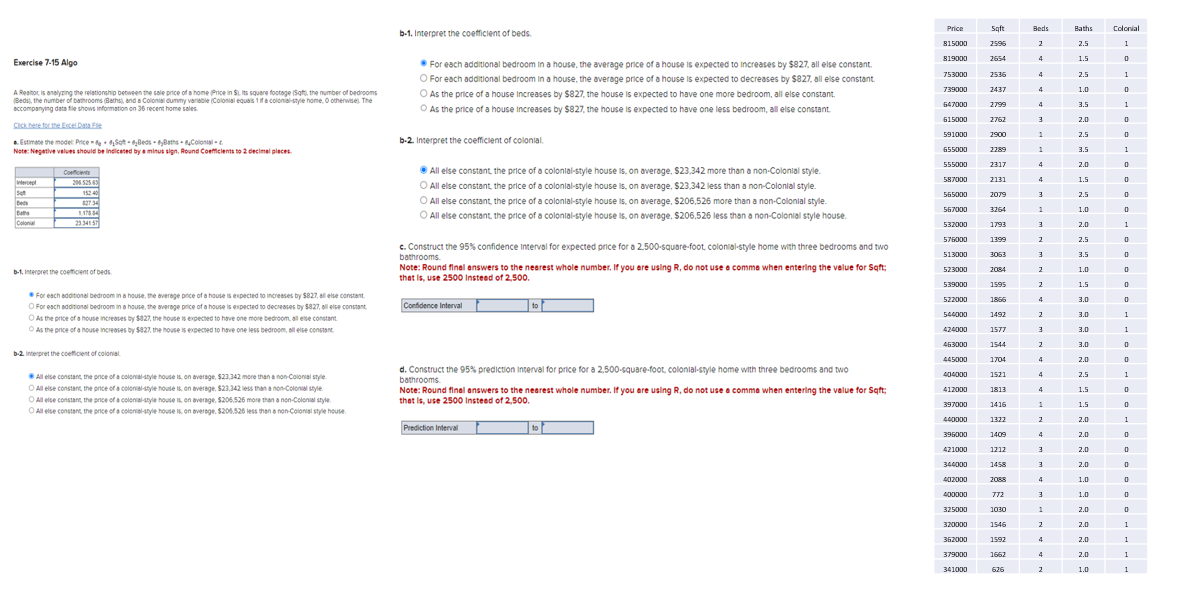 Solved Question -3A Realtor, is analyzing the relationship | Chegg.com