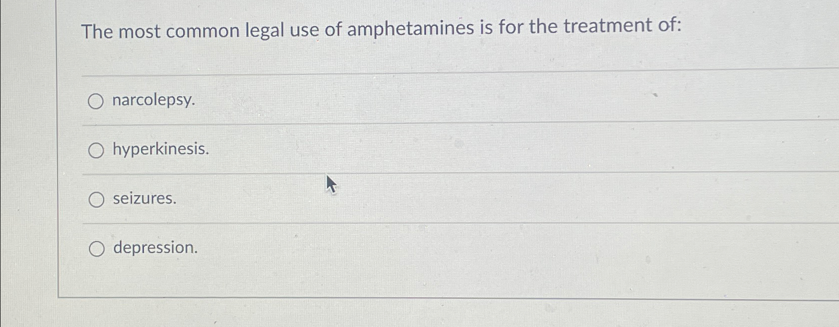 Solved The most common legal use of amphetamines is for the | Chegg.com