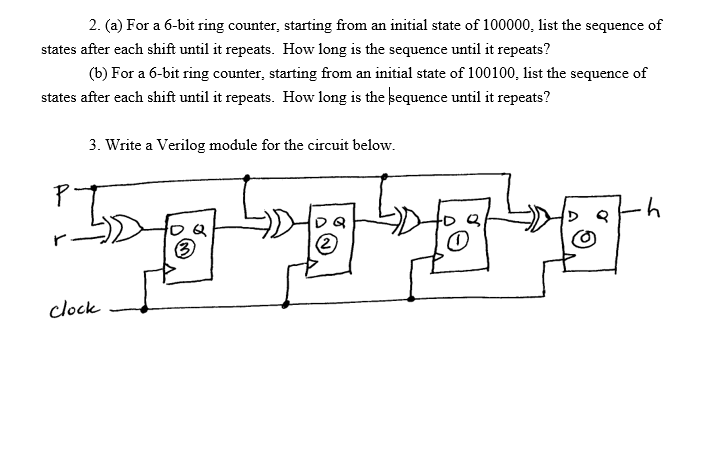 Solved (a) ﻿For a 6-bit ring counter, starting from an | Chegg.com